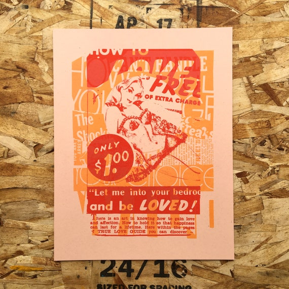 HOW TO LOVE Two Color Test Print Screen Printed Collages | Etsy