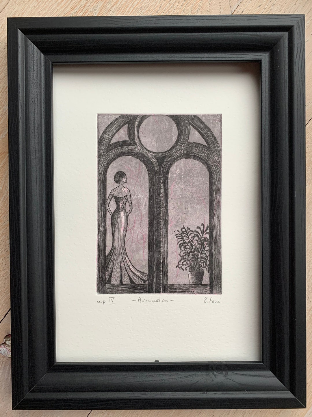 Fine Art Etching of a Waiting Lady. Original Hand Pulled - Etsy
