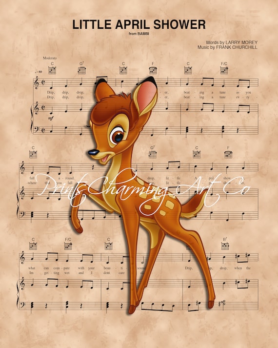 Art & Collectibles Digital Prints Bambi Little April Shower Sheet Music ...