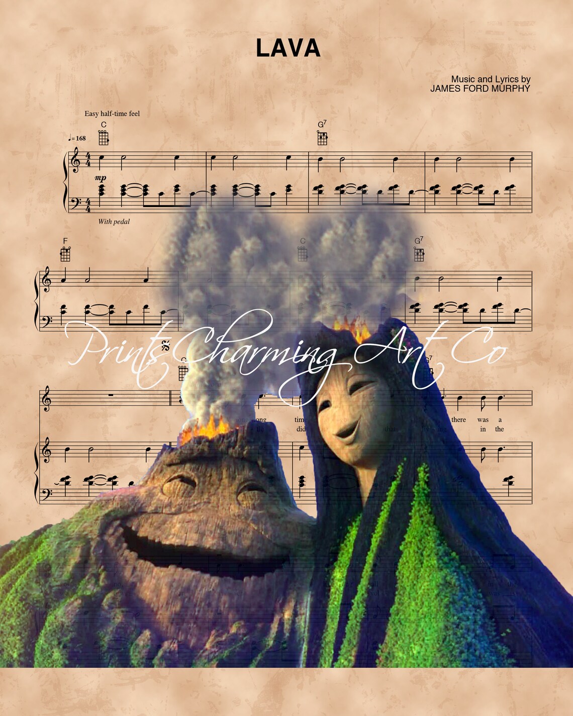 Lava With Heart Over Sheet Music Art Print Disney Pixar - Etsy