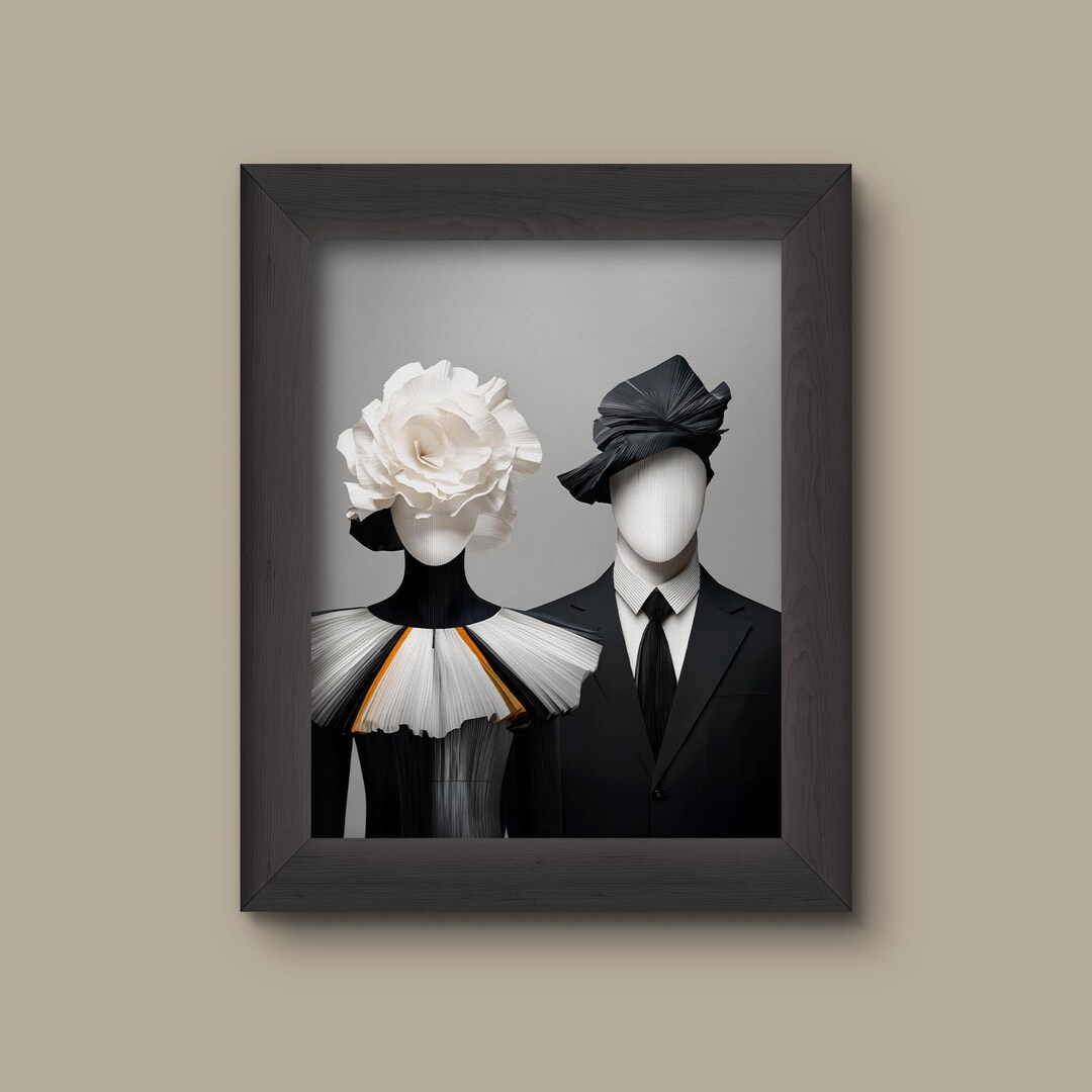 Modern Couture Couple Art Print – High-fashion Editorial Illustration ...