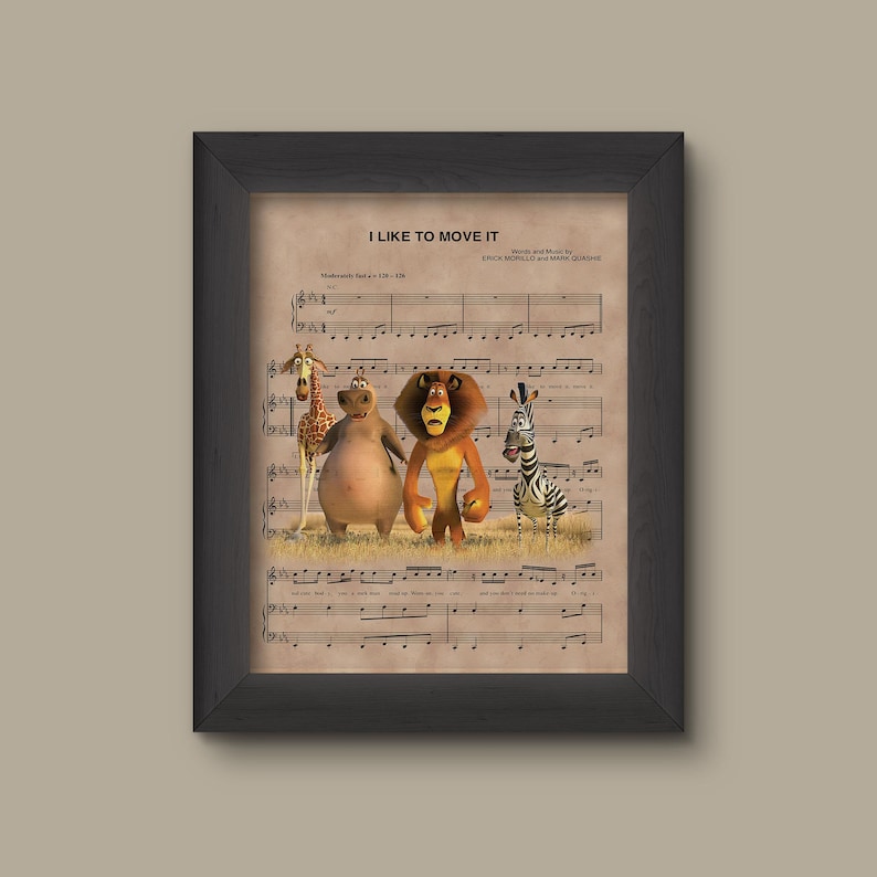 Madagascar, I Like to Move It Sheet Music Art Print, Wall Decor - Etsy
