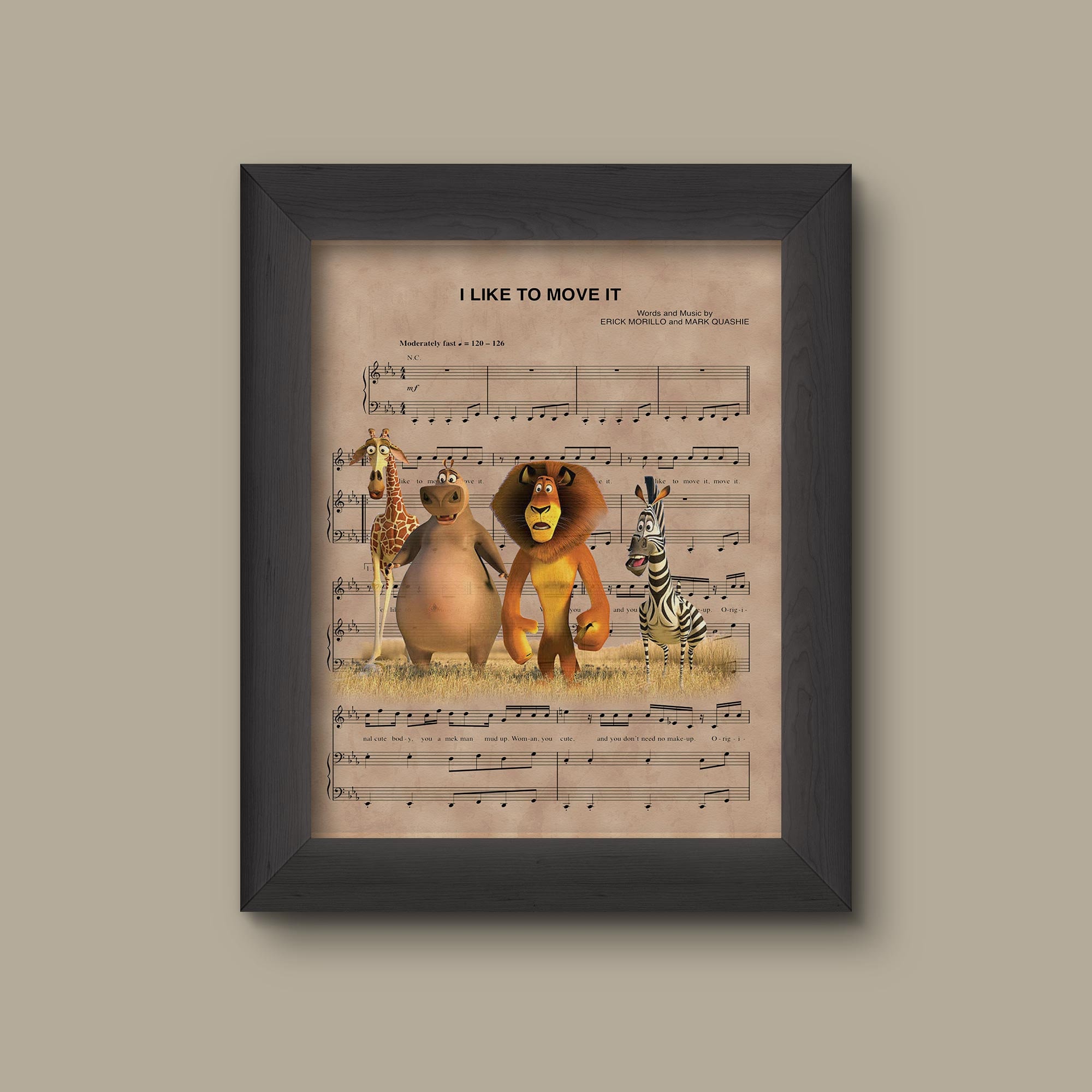 Madagascar I Like to Move It Sheet Music Art Print Wall - Etsy UK