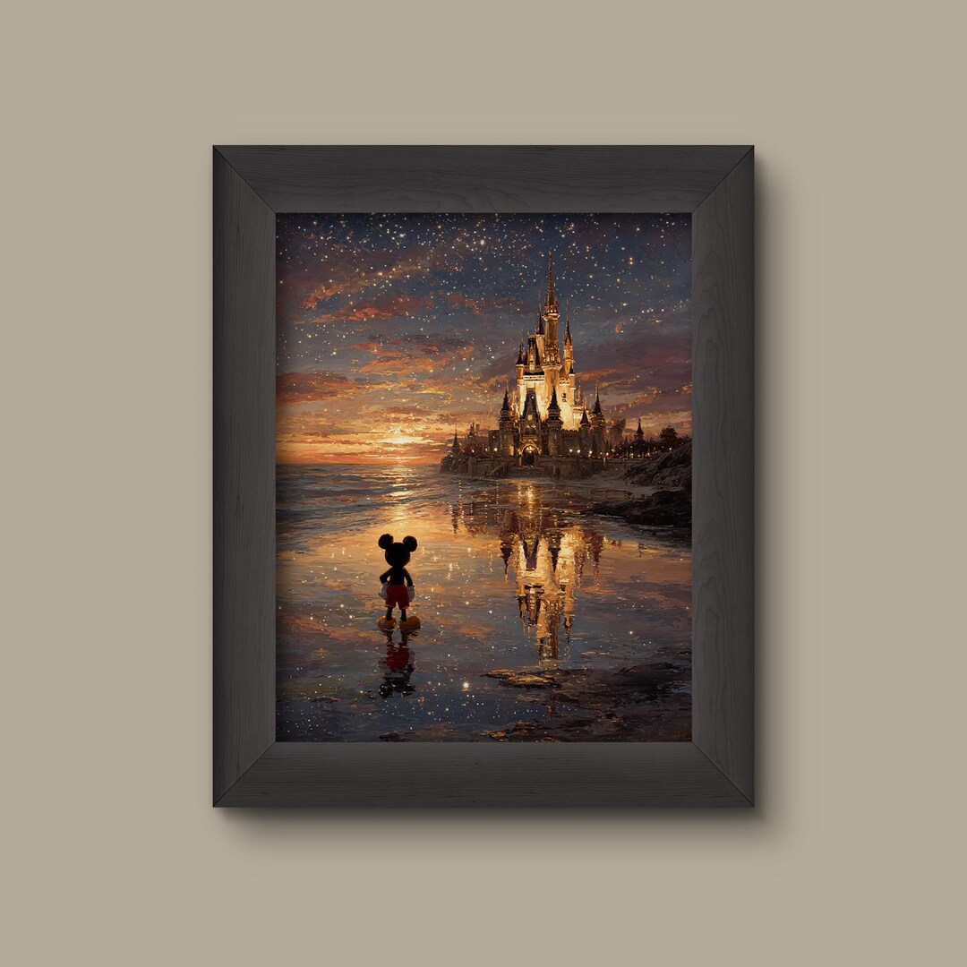 Mickey Mouse Disney Poster Castle at Sunset Print | Magical Disney ...