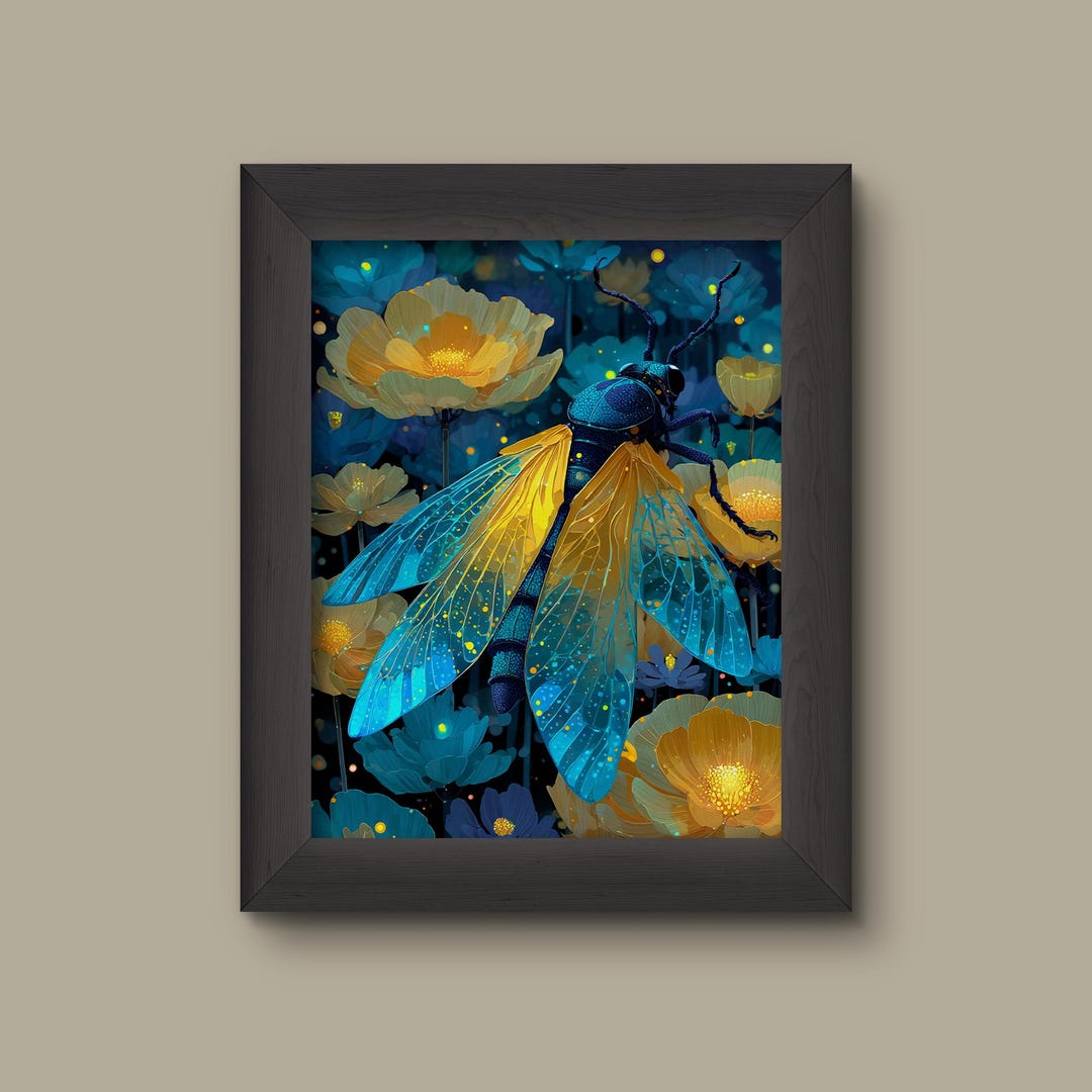 Celestial Beetle & Blooming Night Garden Art Print - Etsy