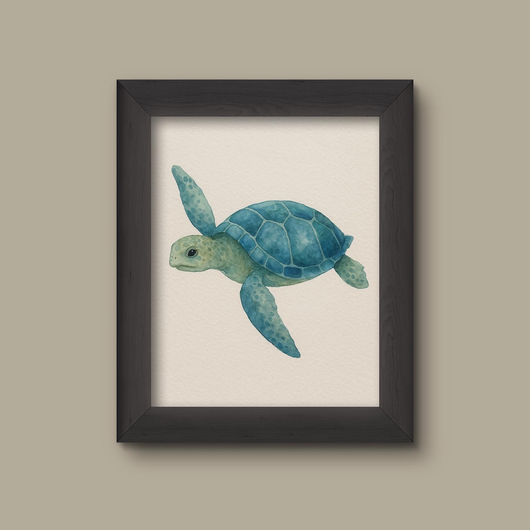 Minimalist Watercolor Sea Turtle Art Print - Etsy