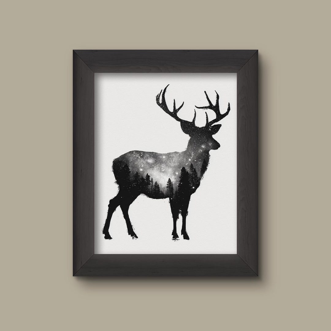 Galaxy Deer Silhouette – Cosmic Universe Art Print - Etsy
