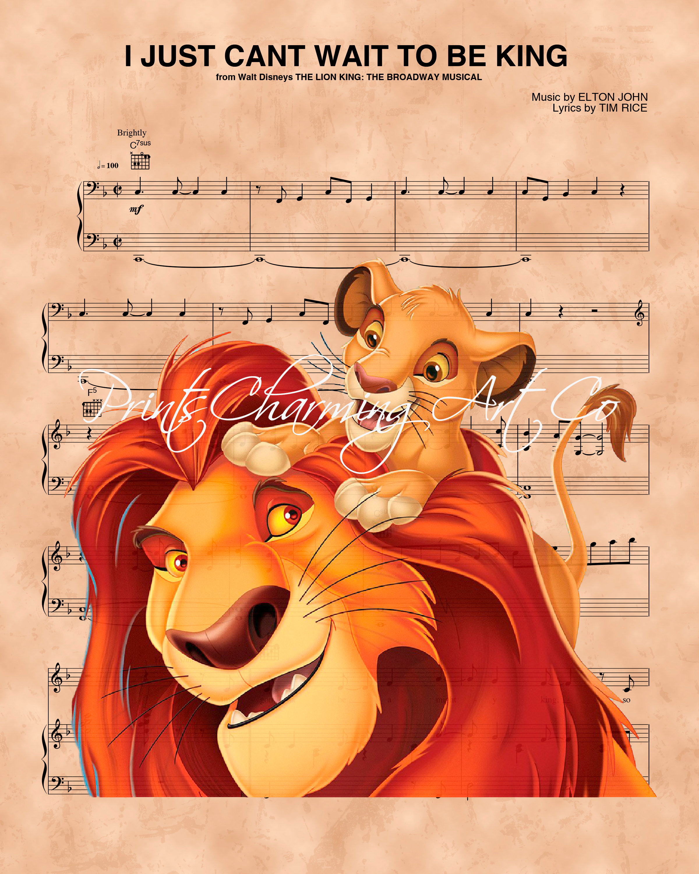 Lion King Print, Mufasa Simba Wall Art, I Just Cant Wait to Be King ...