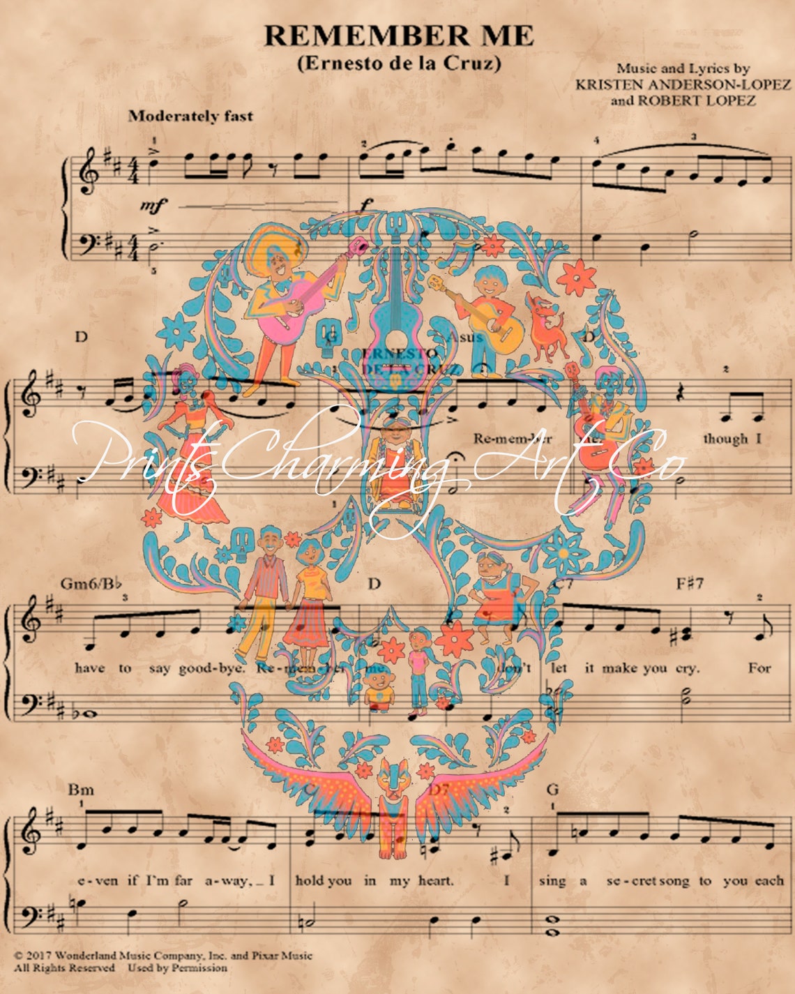 Disney Coco Remember Me Sheet Music Art Print Gift, Disney Nursery Gift ...