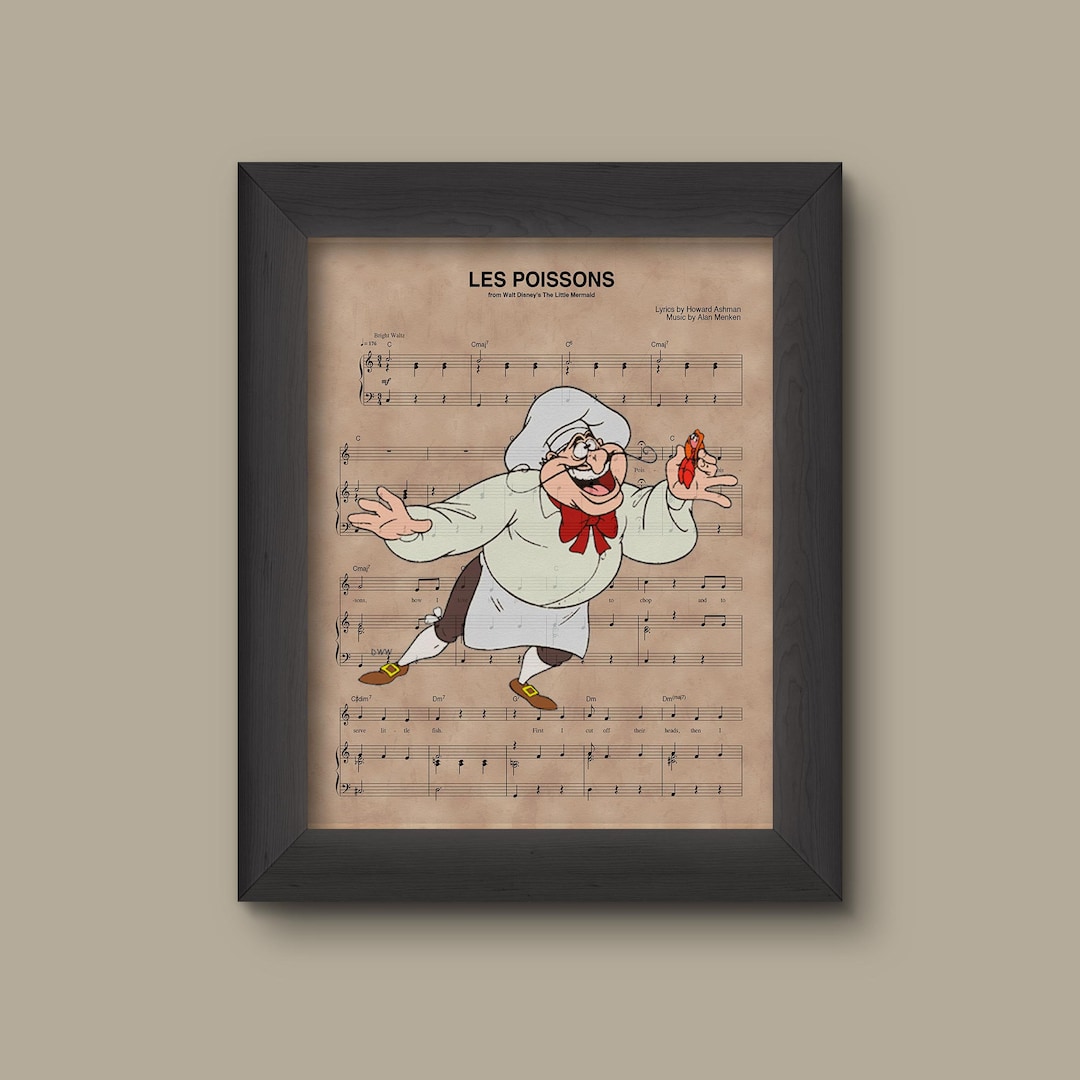 Disney Little Mermaid, Chef Louis Les Poissons Sheet Music Art Print ...
