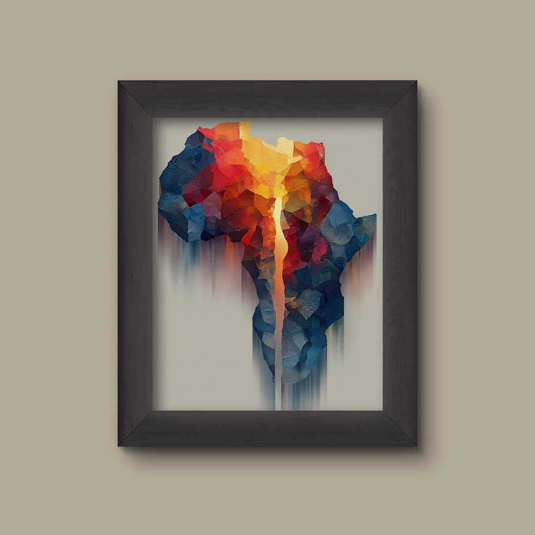 Abstract Africa Map Wall Art – Colorful Cracked Texture African ...