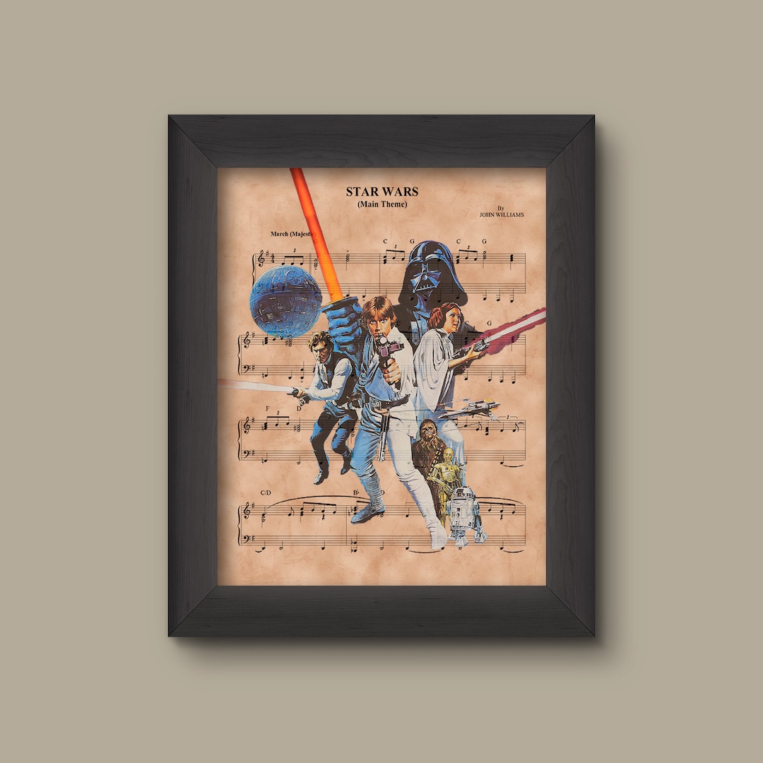Disney Star Wars Sheet Music Art Print, Original Trilogy Print, Darth ...