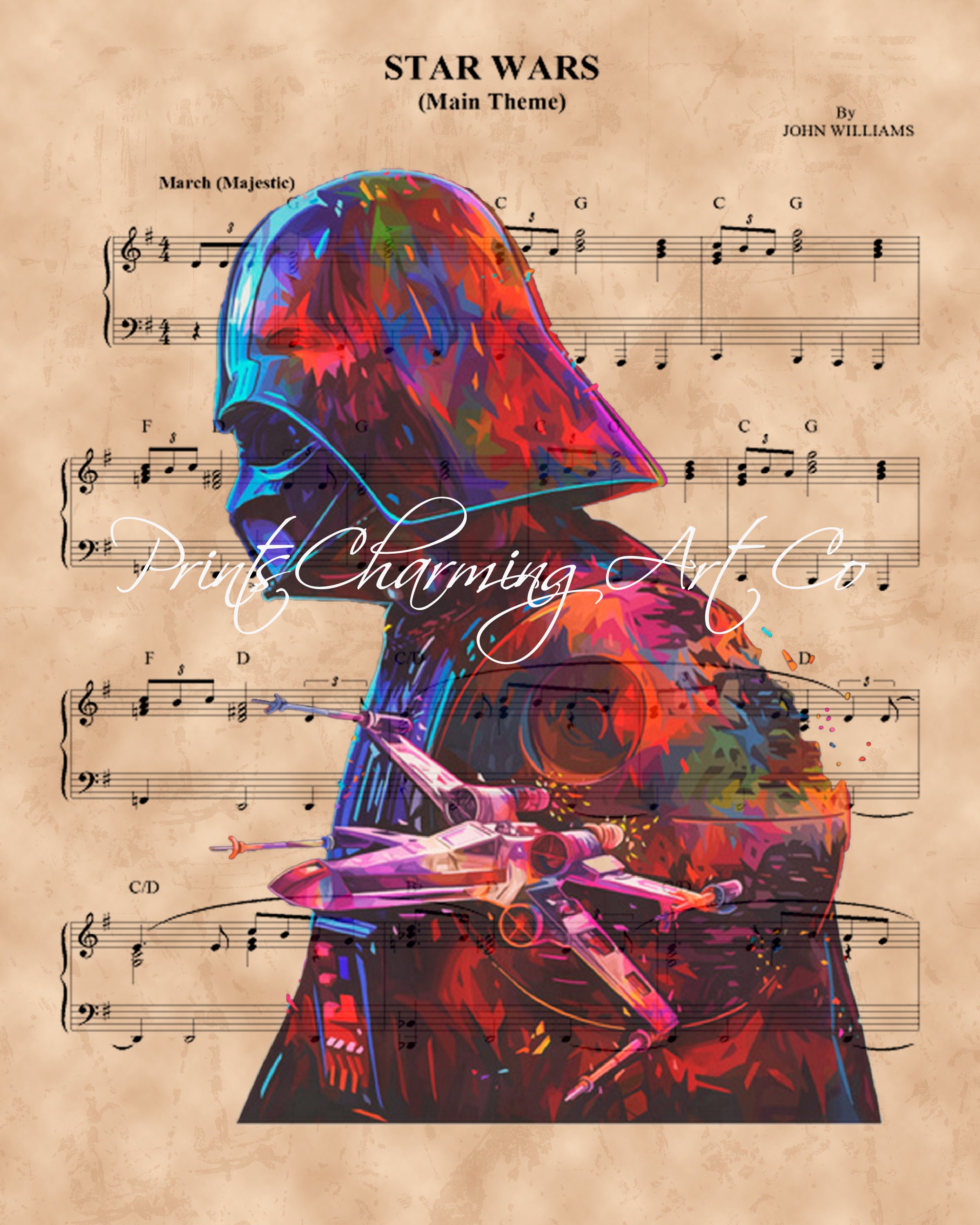 Disney Star Wars Theme Sheet Music Art Print Darth Vader | Etsy