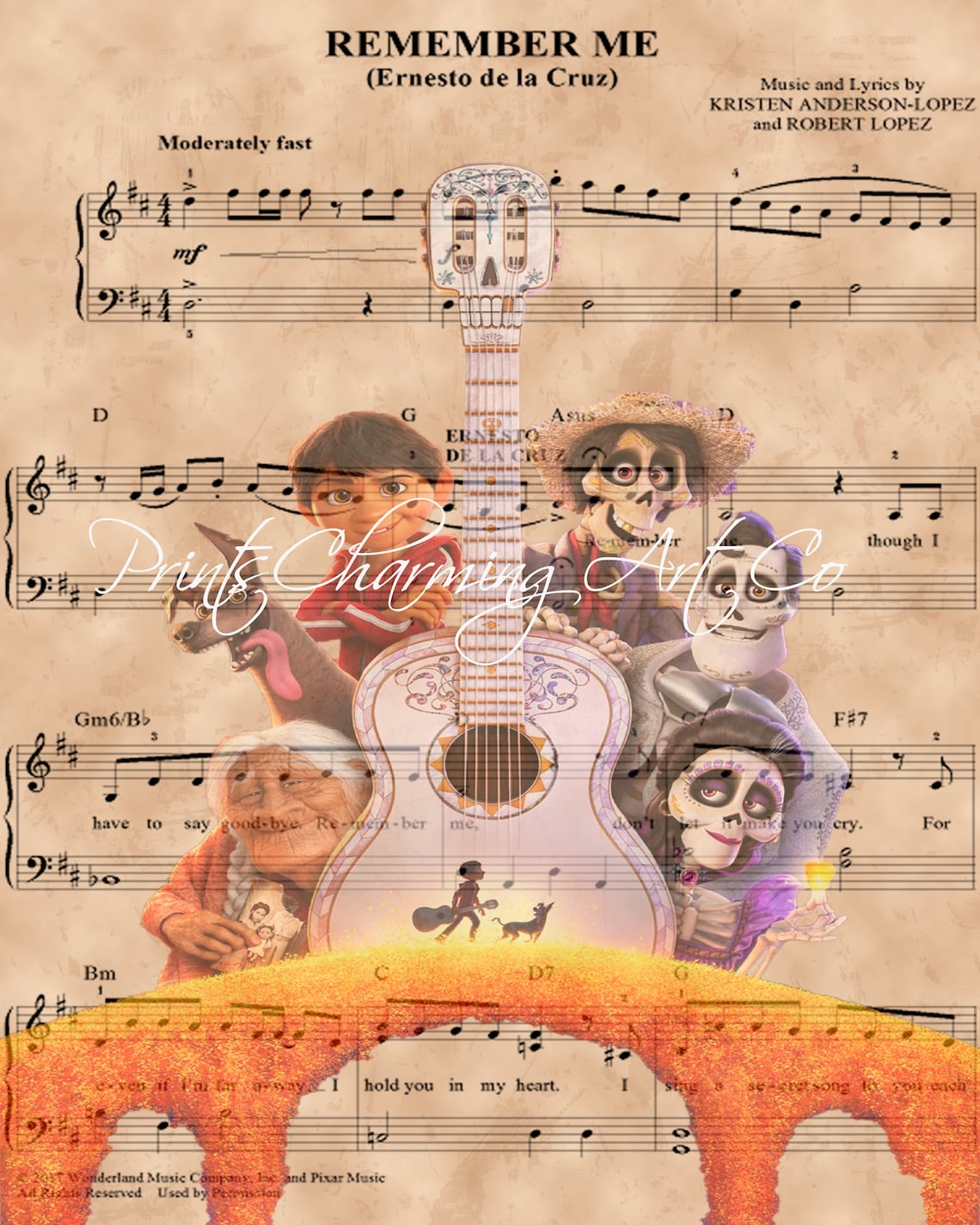 Disney Coco Remember Me Sheet Music Art Print Gift Disney | Etsy
