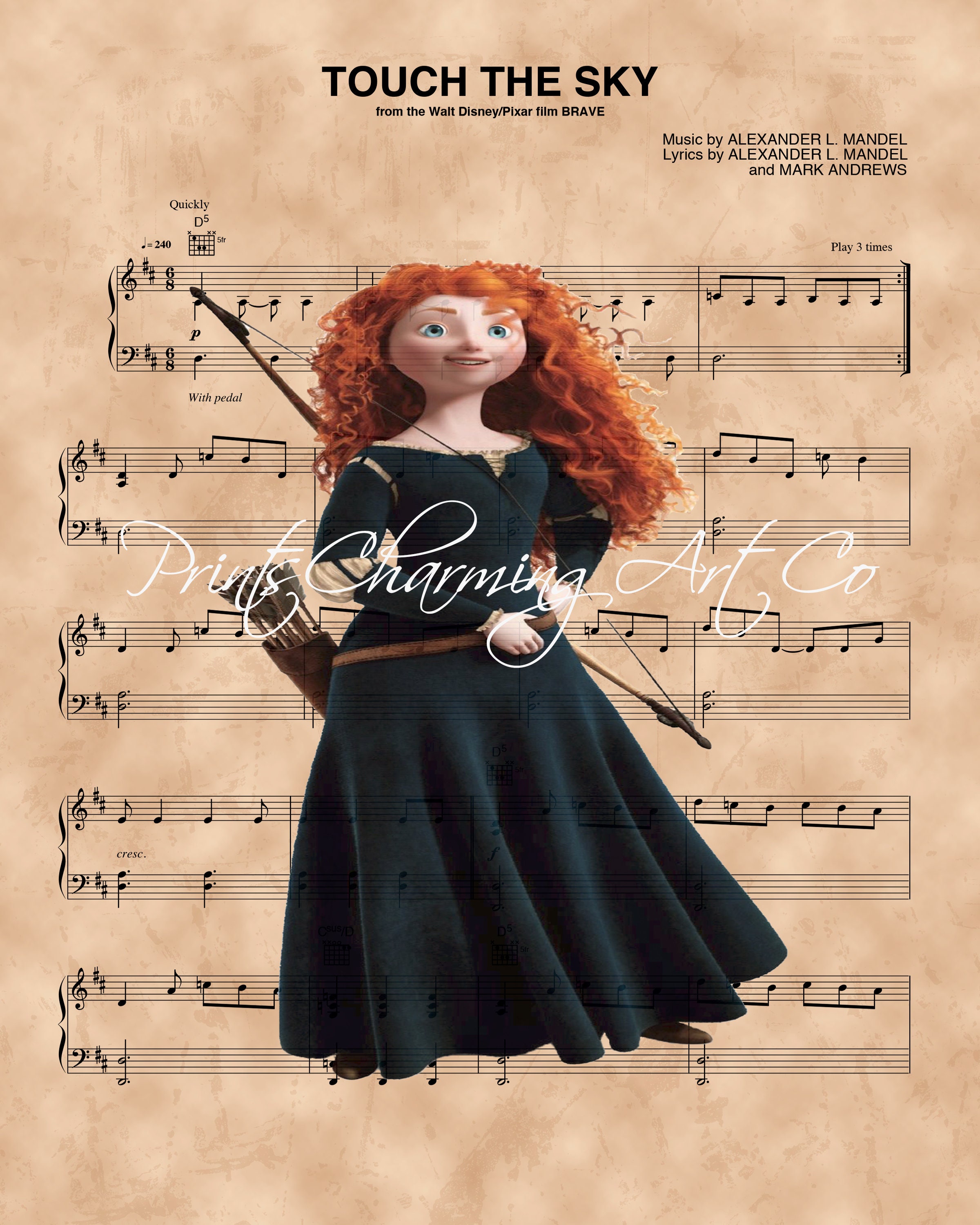Disney Brave Merida Sheet Music Art Print Merida Gift - Etsy
