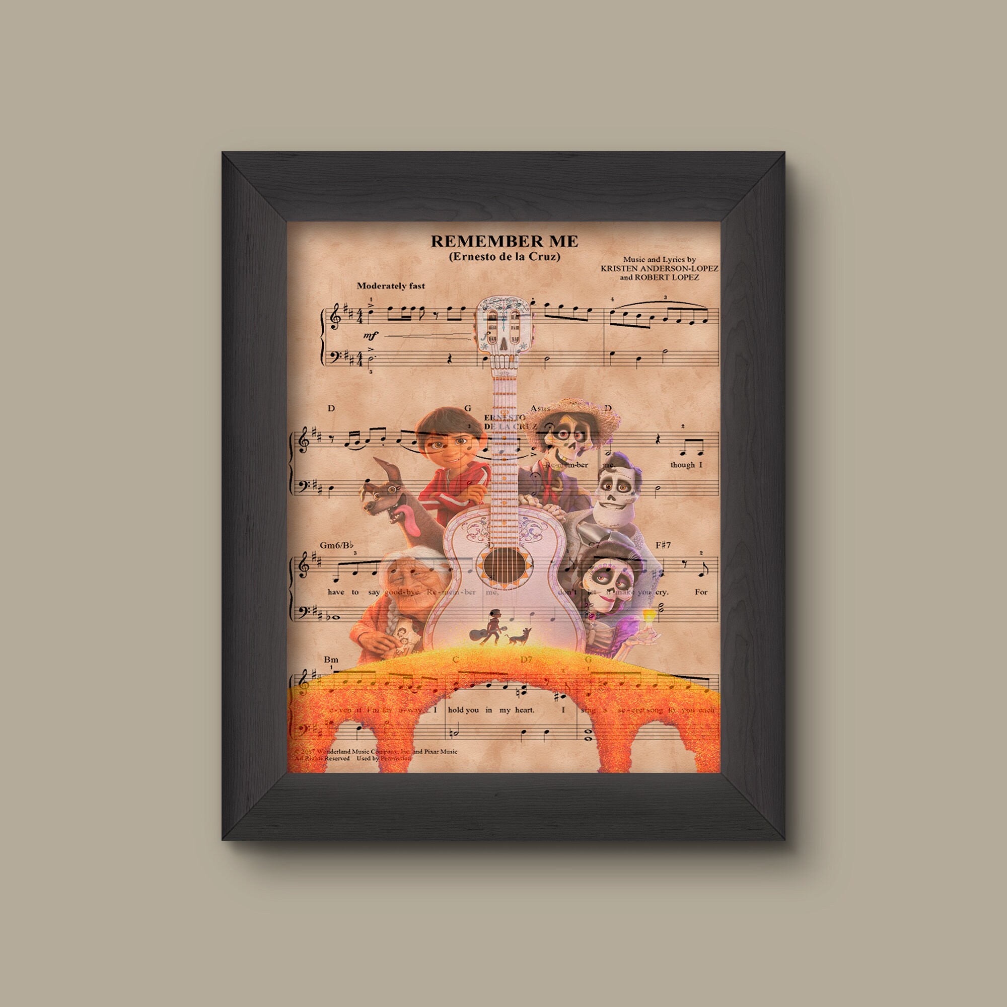 Disney Coco Remember Me Sheet Music Art Print Gift, Disney Nursery Gift ...