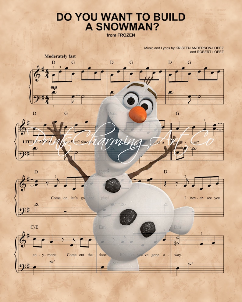 Disney Frozen Olaf Do You Want to Build A Snowman Sheet Music - Etsy