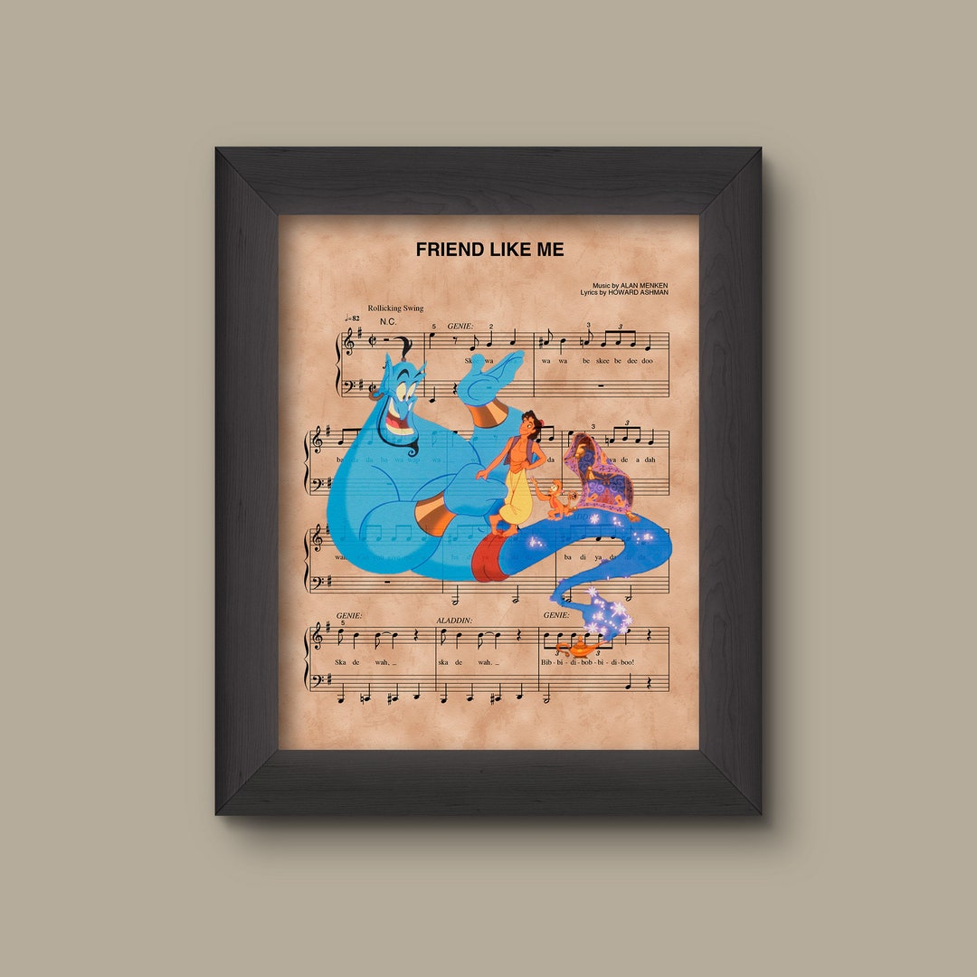 Aladdin, Genie Friend Like Me Sheet Music Art Print - Etsy
