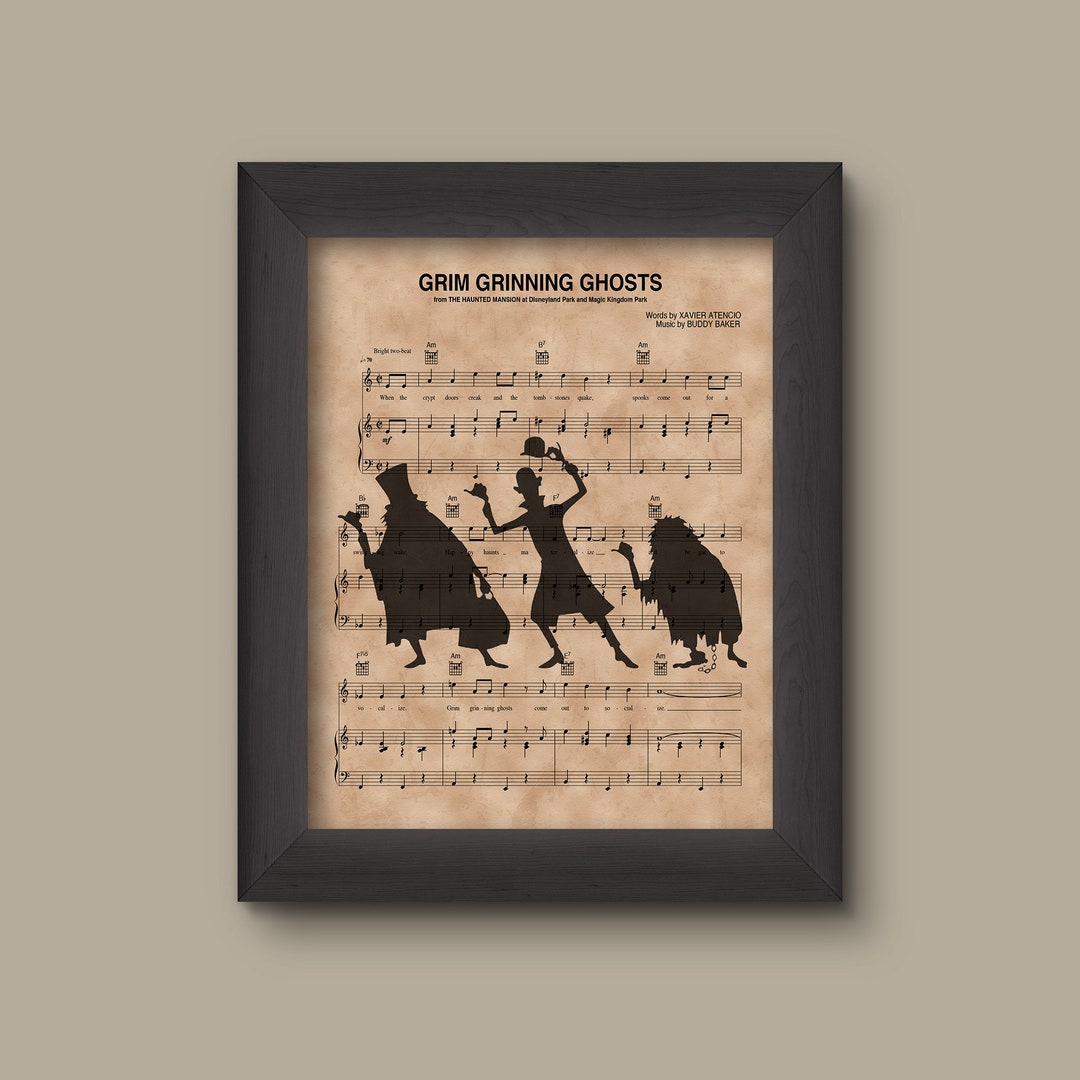 Haunted Mansion Hitchhiking Ghosts Over Grim Grinning Ghosts Sheet ...