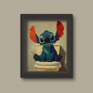 Disney Stitch Bathroom Wall Art – Funny Watercolor Inspired Print ...