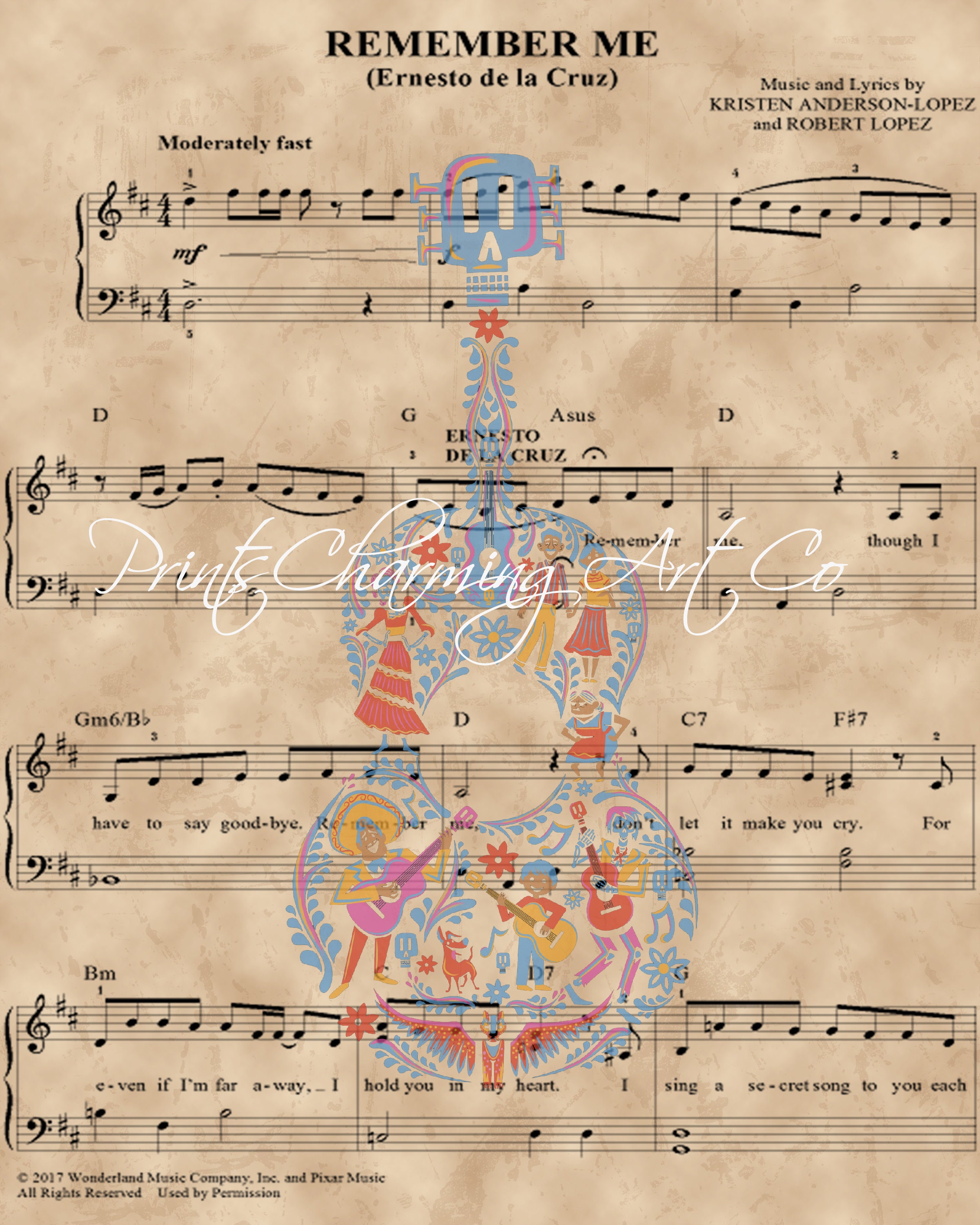 Disney Coco Remember Me Sheet Music Art Print Gift Disney | Etsy