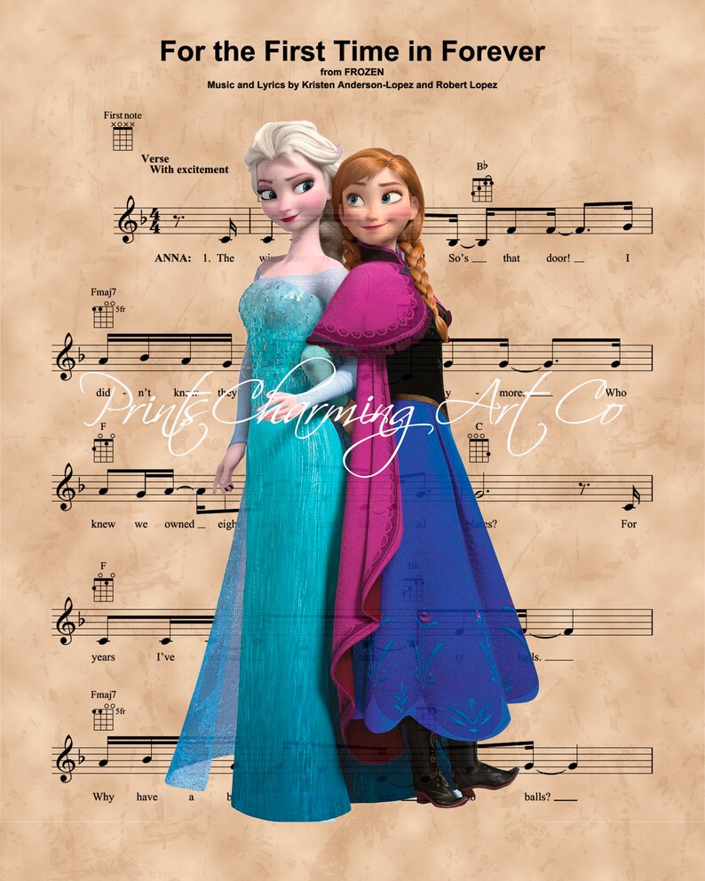 Disney Frozen Elsa Anna First Time in Forever Sheet Music Art - Etsy
