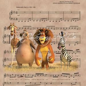 Madagascar, I Like to Move It Sheet Music Art Print, Wall Decor - Etsy
