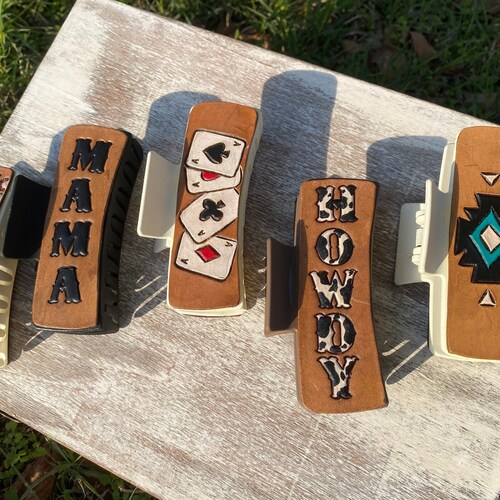 Leather Hair Claw Clips - Etsy