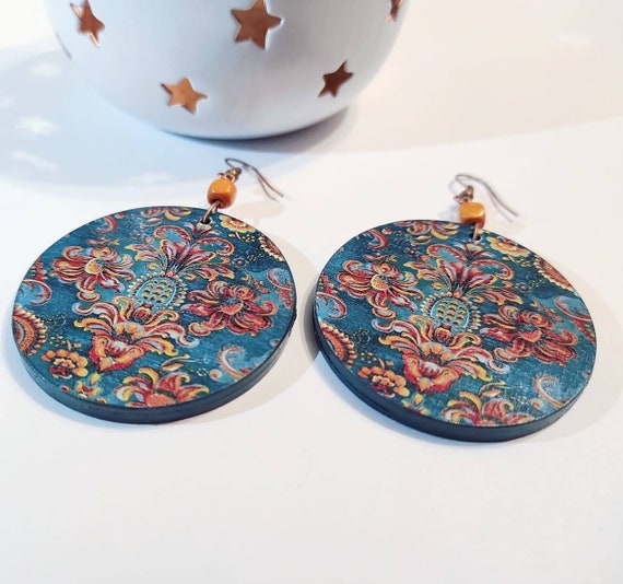 Boho Earrings Dangle & Drop Earrings Shaby Look for Her Wood - Etsy