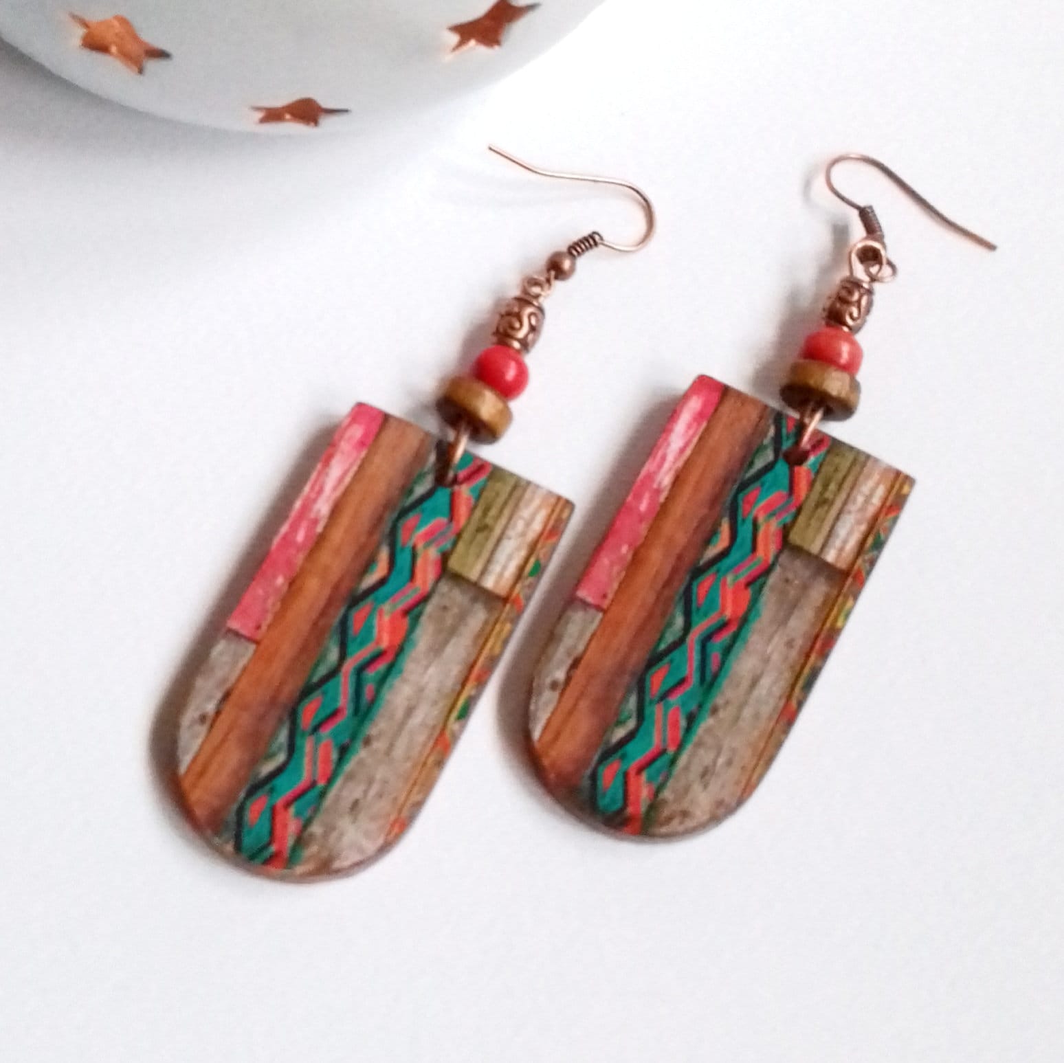 Ethnic Earrings Christmas Gift Folk Art Traditional Earrings Wooden ...