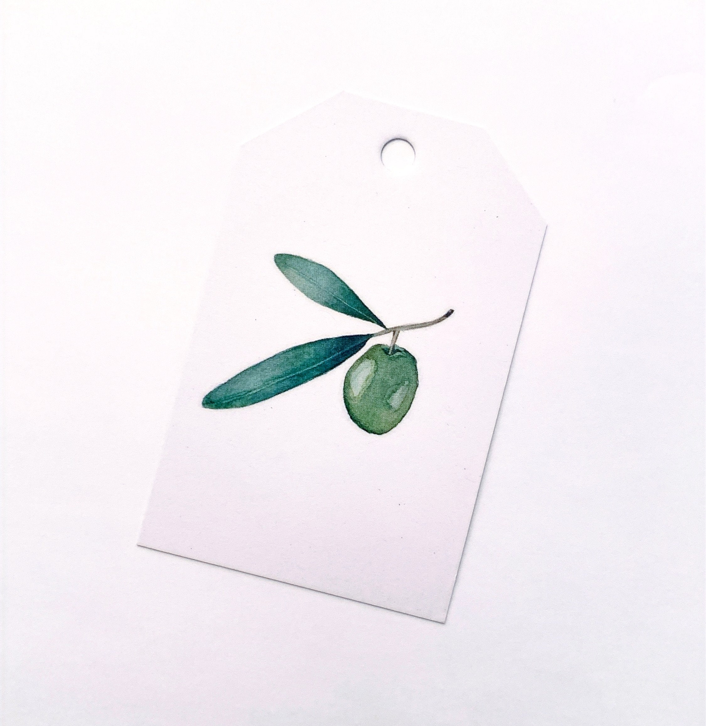 Olive Gift Tag Illustrated Watercolour Tag - Etsy UK