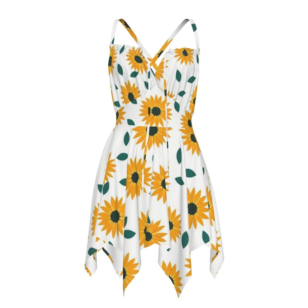 Sunflower Sundress: Cottagecore Fairycore Handkerchief Hem Dress Plus ...