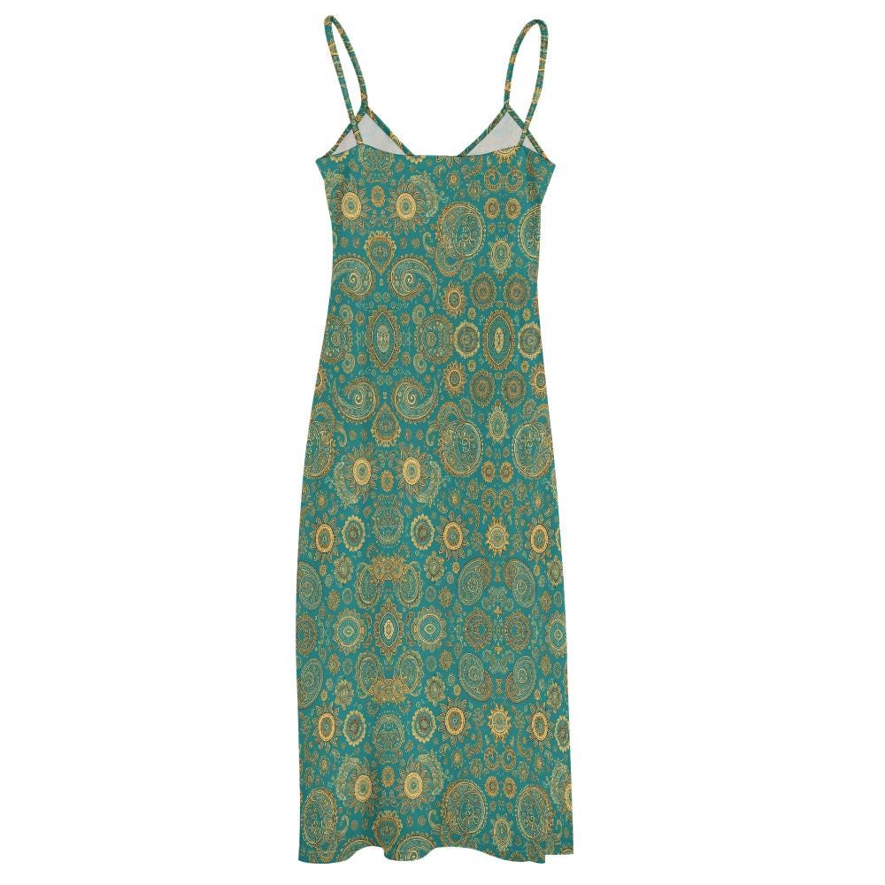 Aqua Paisley Boho Maxi Dress: Sling Ankle-length Sundress - Etsy
