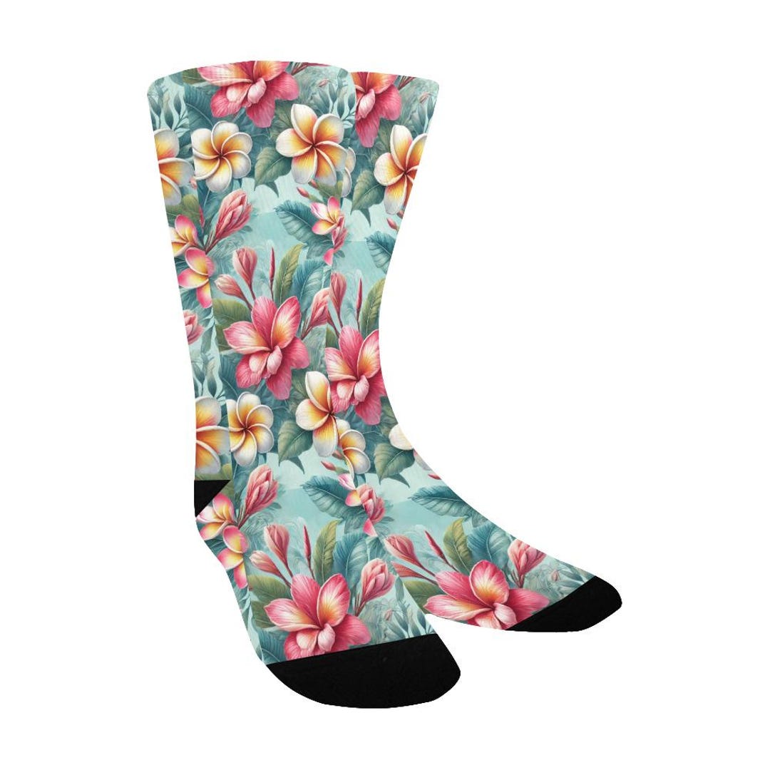 Blue Hawaiian Kids Socks: Tropical Print Polyester Children's Socks - Etsy