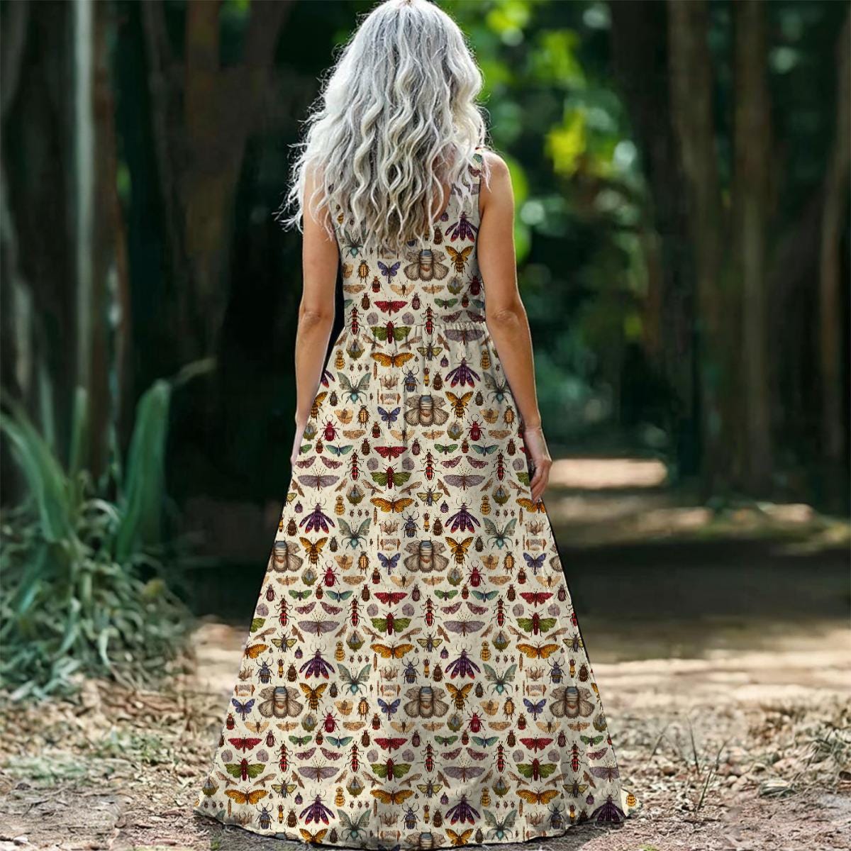 Entomology Maxi Dress: Gothic Insect Print Sleeveless Dress - Etsy