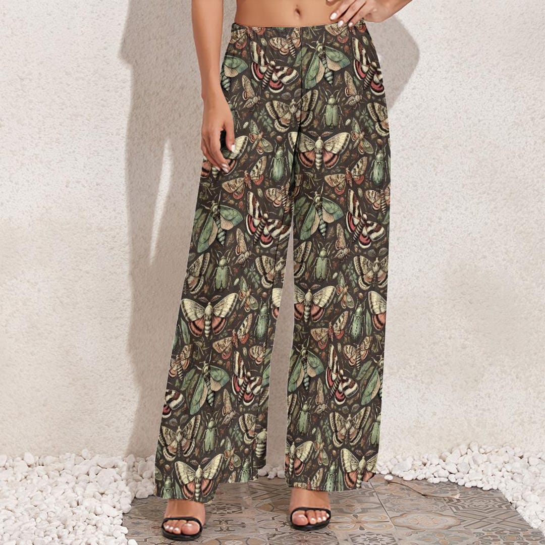 Bugs and Moth Wide Leg Pants for Women – High Waist, Lightweight ...