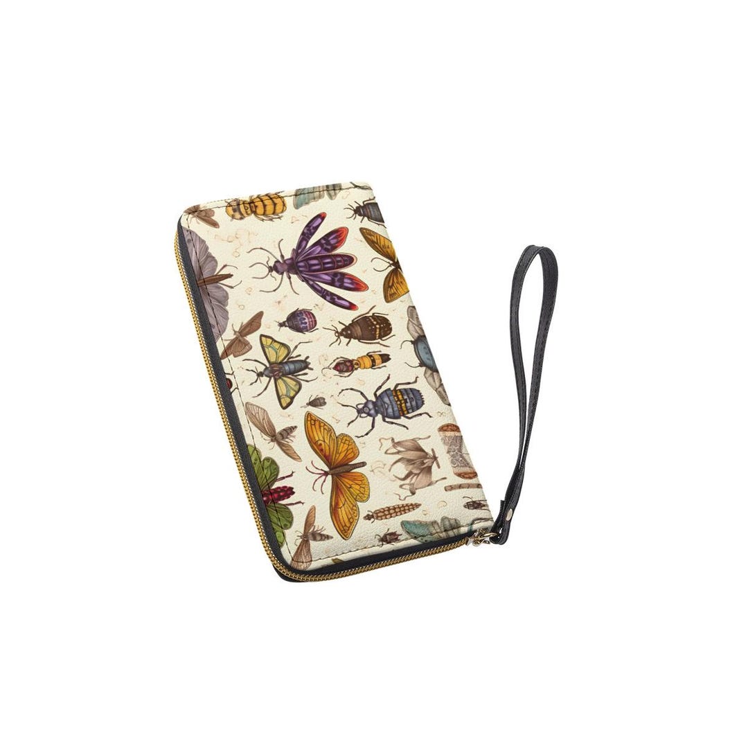 Insect Illustration Long Wallet, Scientific Bug Print PU Leather ...