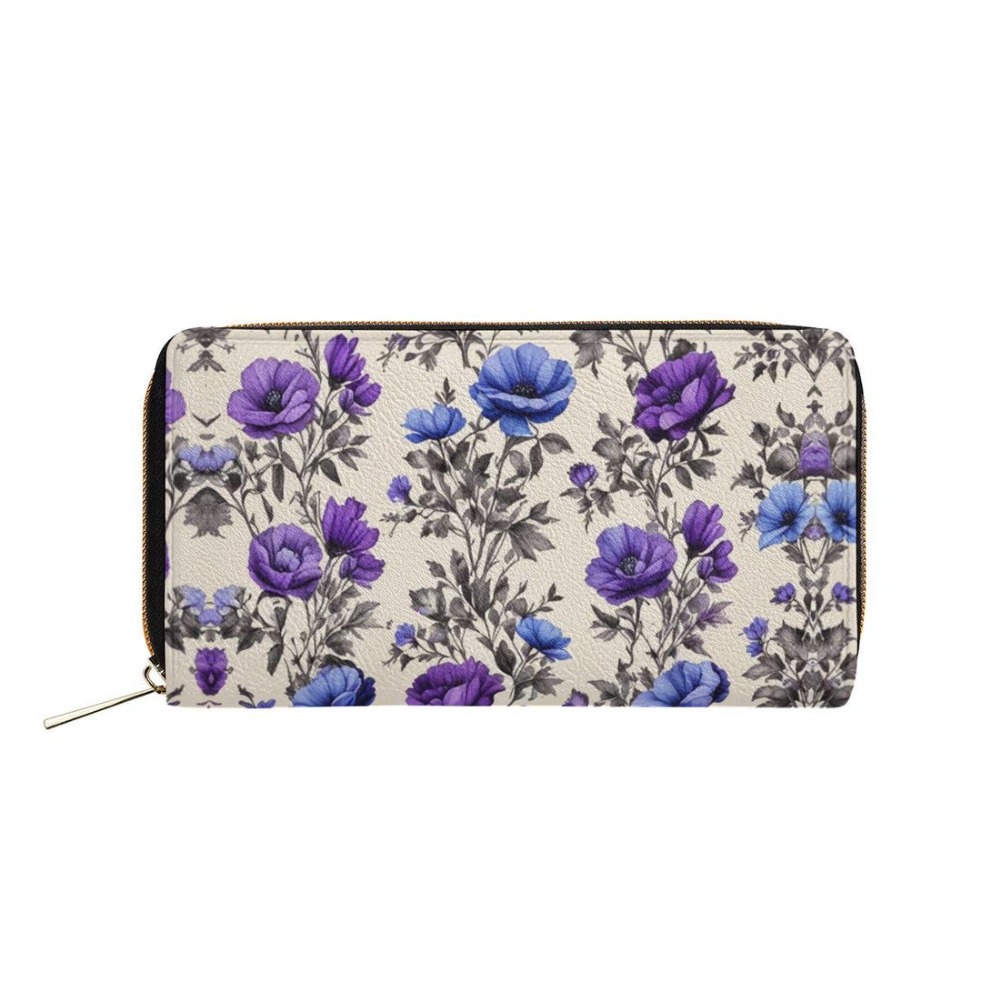 Blue and Purple Flower Purse – Stylish and Portable Wallet - Etsy