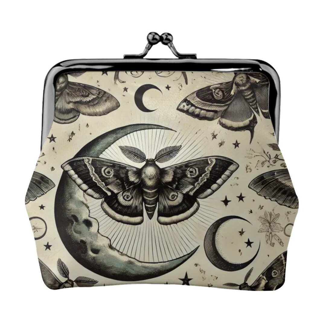 Moth Moon Kiss Lock Coin Purse, Cottagecore Goth Wallet - Etsy