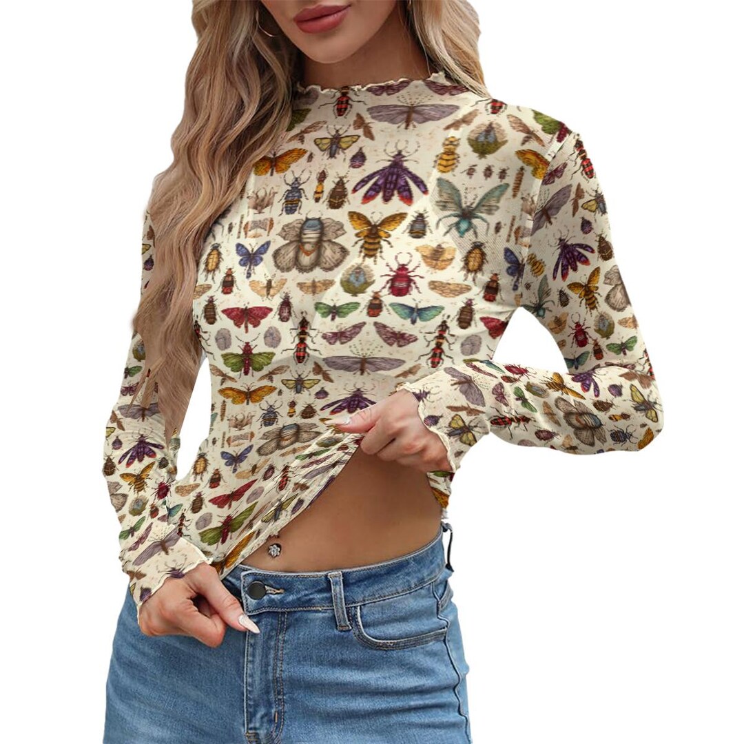 Odd Entomology Mesh Top, Long Sleeve Insect Shirt, Whimsigoth Moth Tee ...