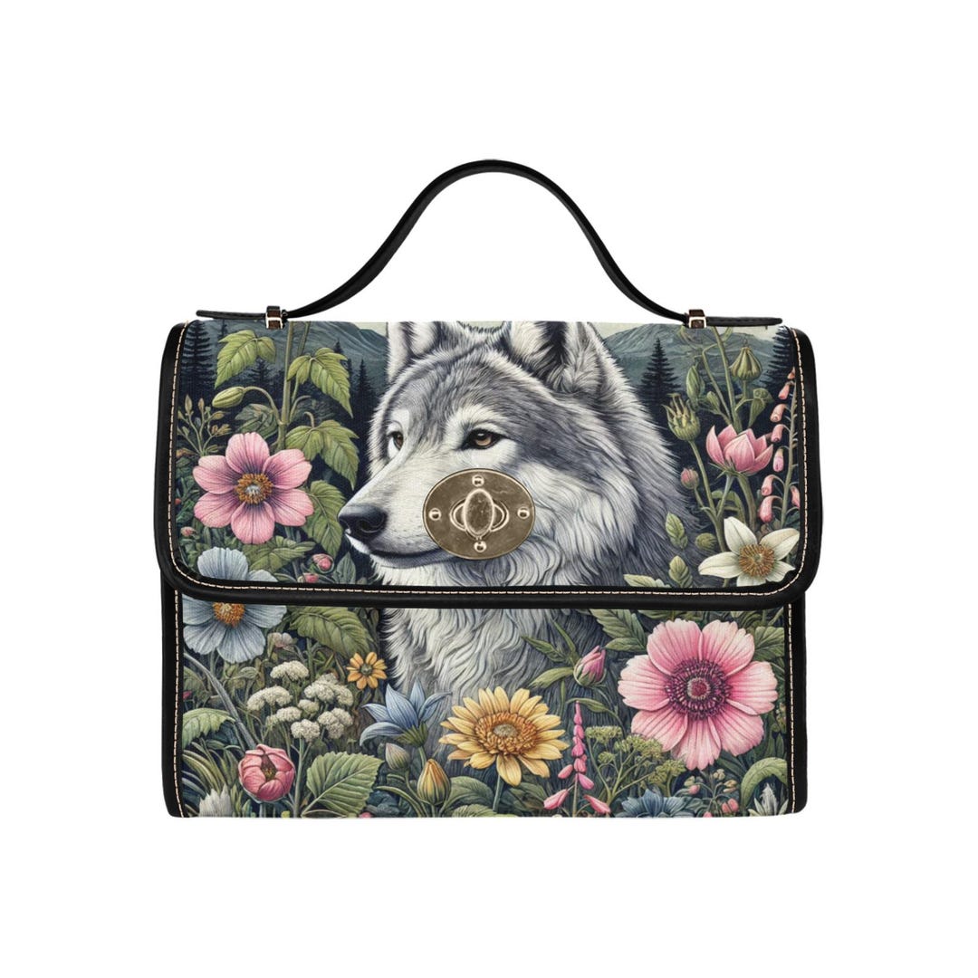 Woodland Wolf Lock Bag: Women's Tarpaulin Crossbody Briefcase - Etsy
