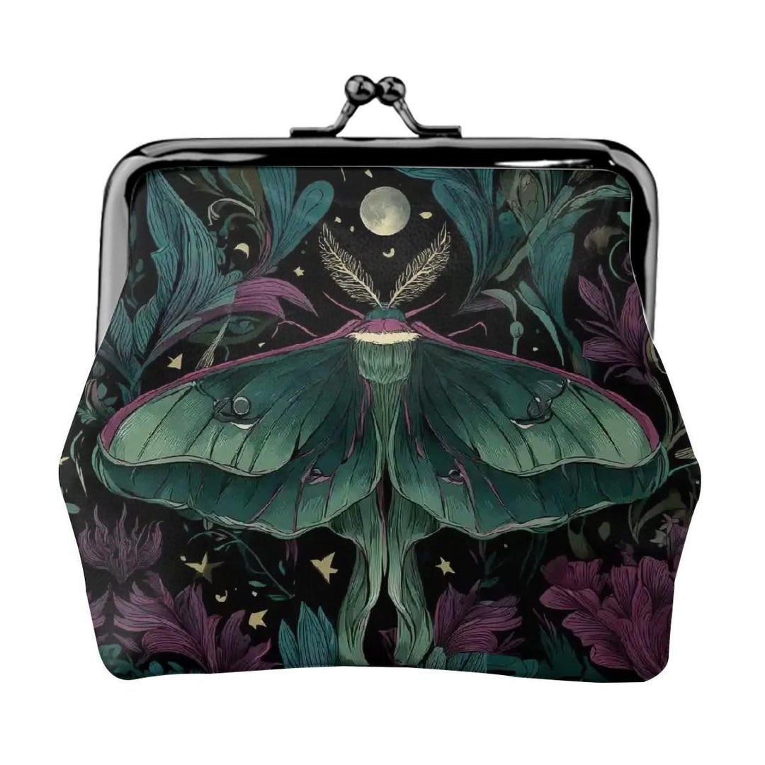Luna Moth Kiss Lock Coin Purse, Goth Cottagecore Wallet - Etsy