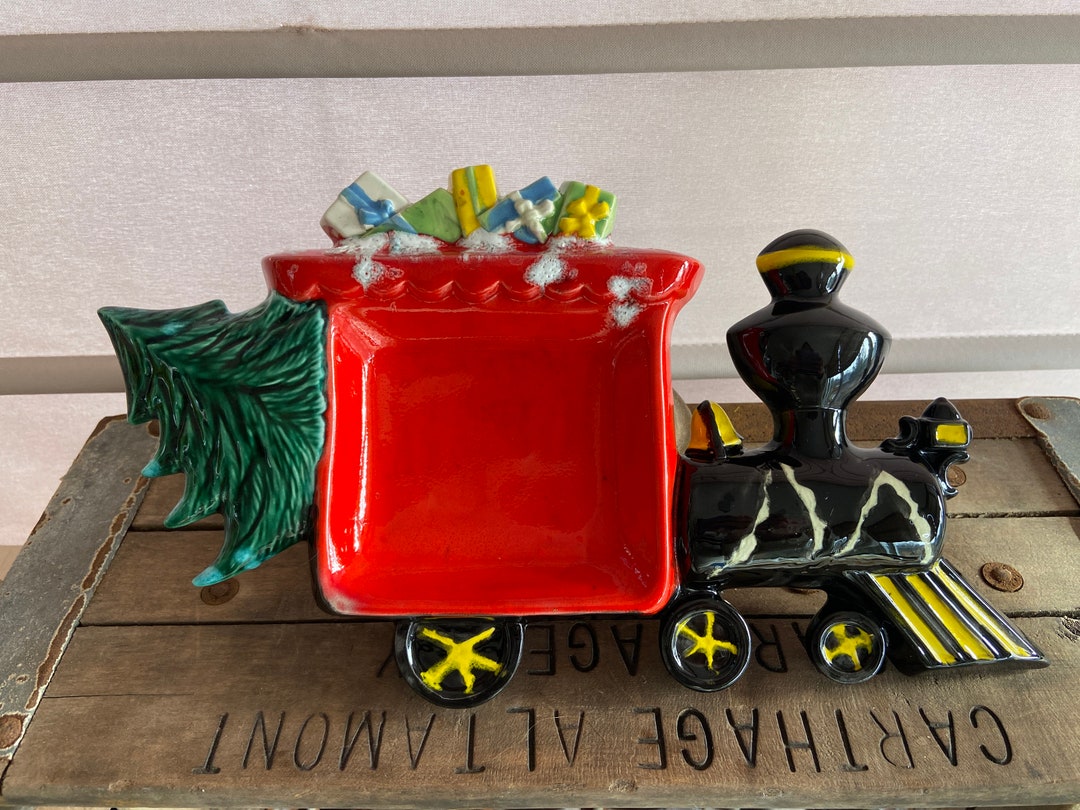 Vintage Ceramic Christmas Train Candy Dish, Holidays, Candy Dish ...