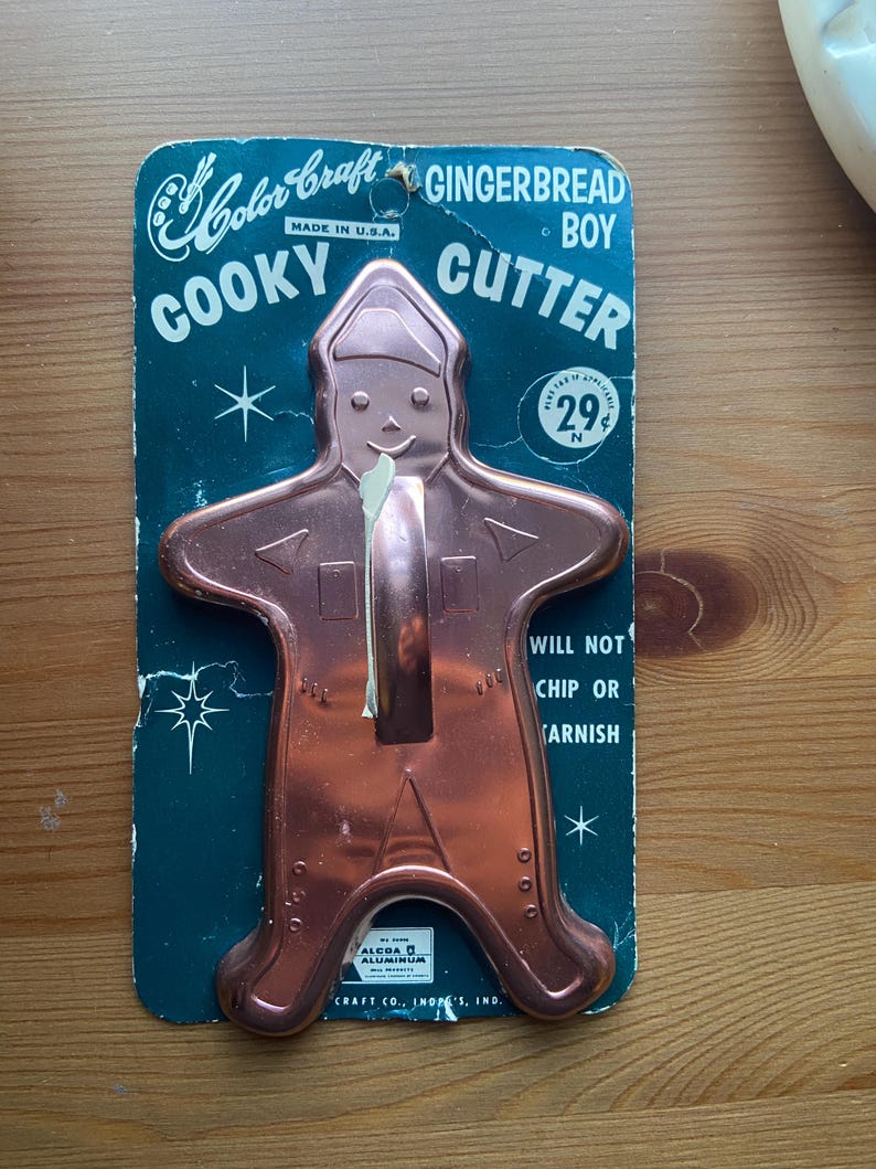 Vintage Aluminum, Copper Colored, Color Craft Gingerbread Boy Cooky Cutter, Retro, Cookie ...