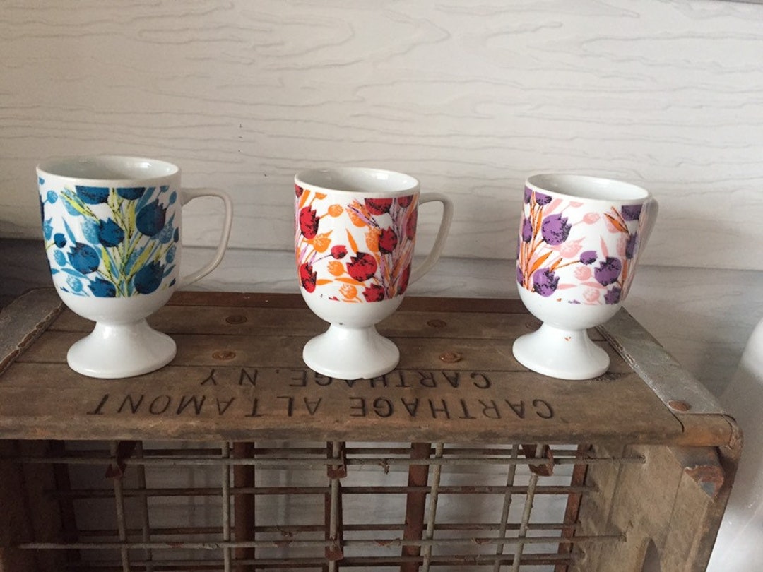 Trio of Mid Century Stemmed Tulip Mugs, Coffee, Tea, Kitchenalia - Etsy UK