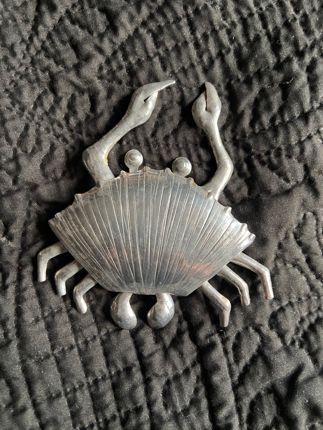 Vintage Oversized Crab Pin, Aluminum, Light Weight, Silver Tone, Killer ...