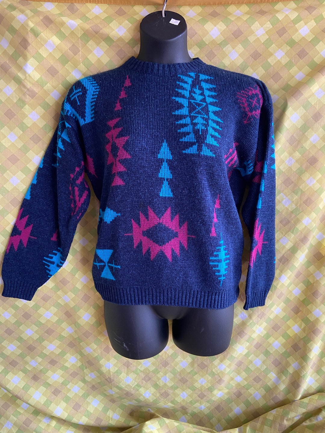 Vintage Le Tigre Geometric Print Sweater, 80s, Retro, Unisex, MEDIUM ...
