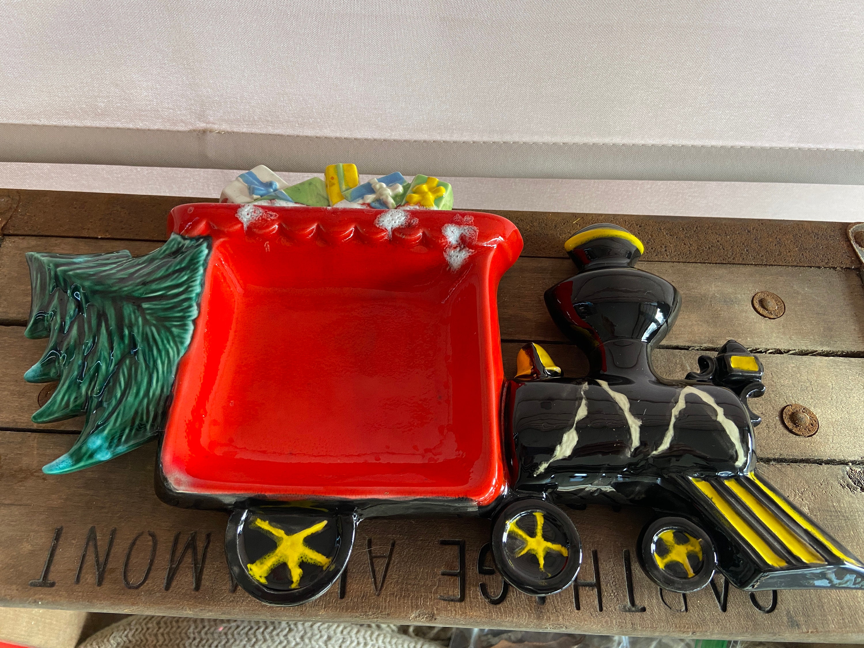 Vintage Ceramic Christmas Train Candy Dish, Holidays, Candy Dish ...