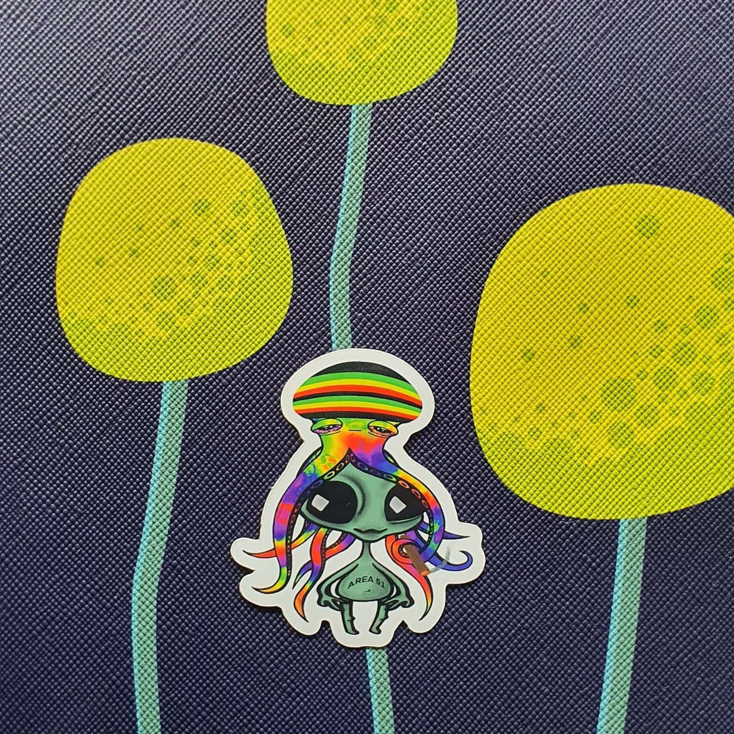 Alien With Stoned Octopus On Head Sticker. High quality Trippy | Etsy
