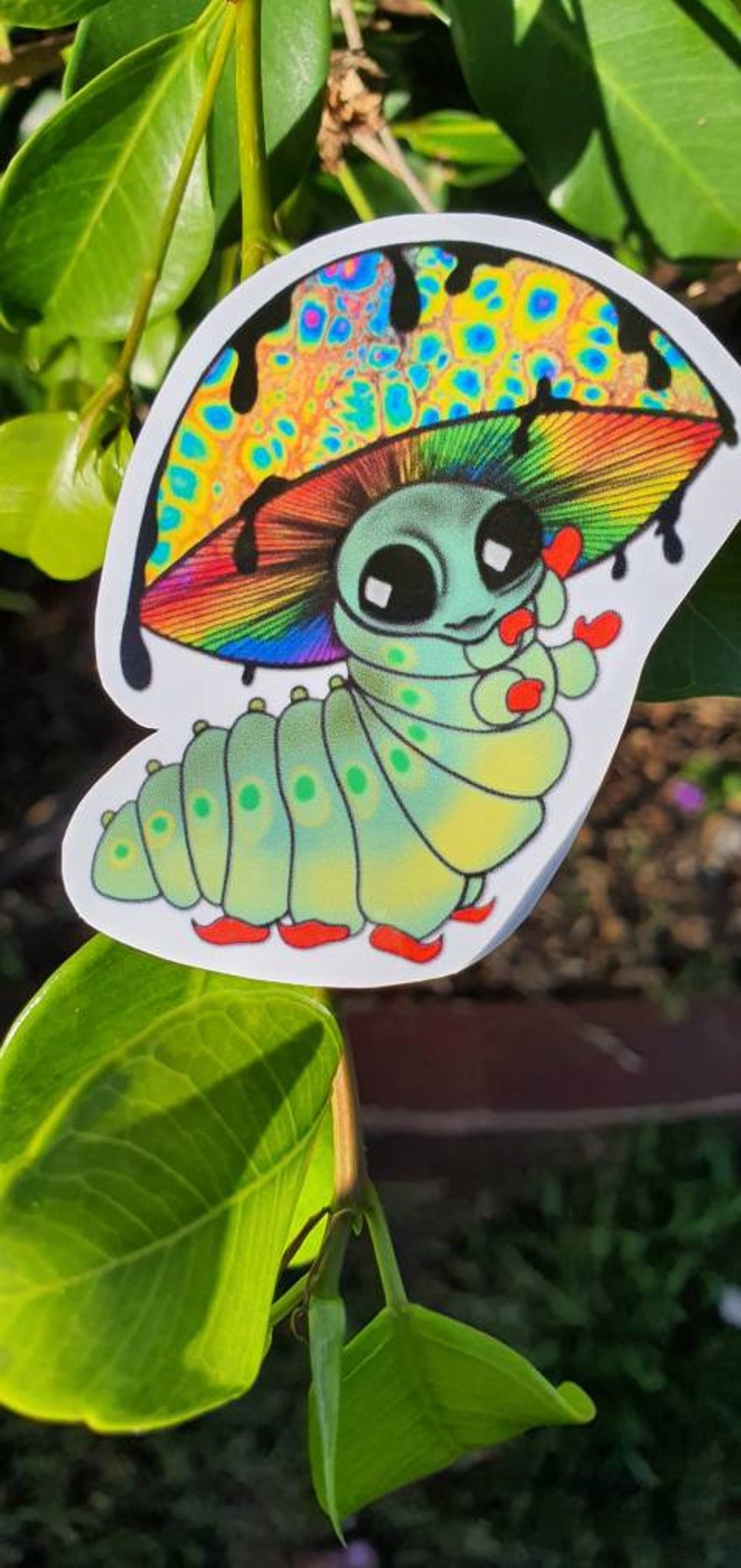 Mushroom Alien Caterpillar Sticker Trippy Sticker. Psychedelic | Etsy ...